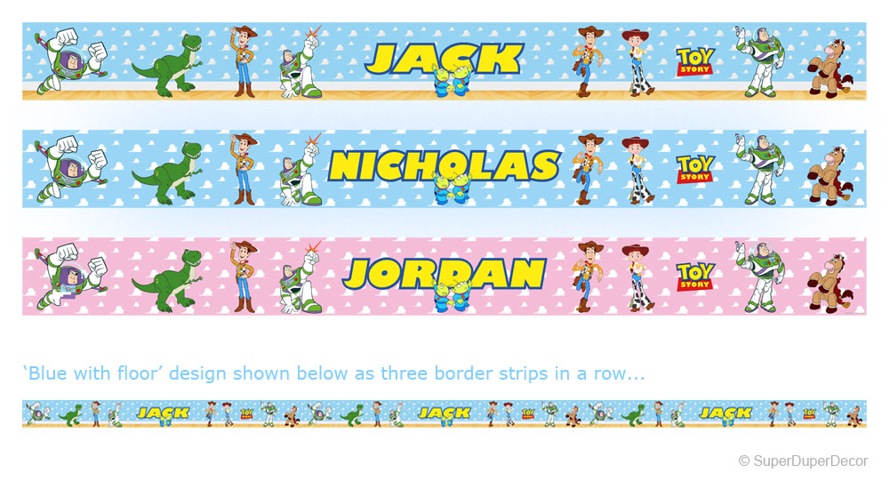 TOY STORY personalised self adhesive bedroom wall border strips
